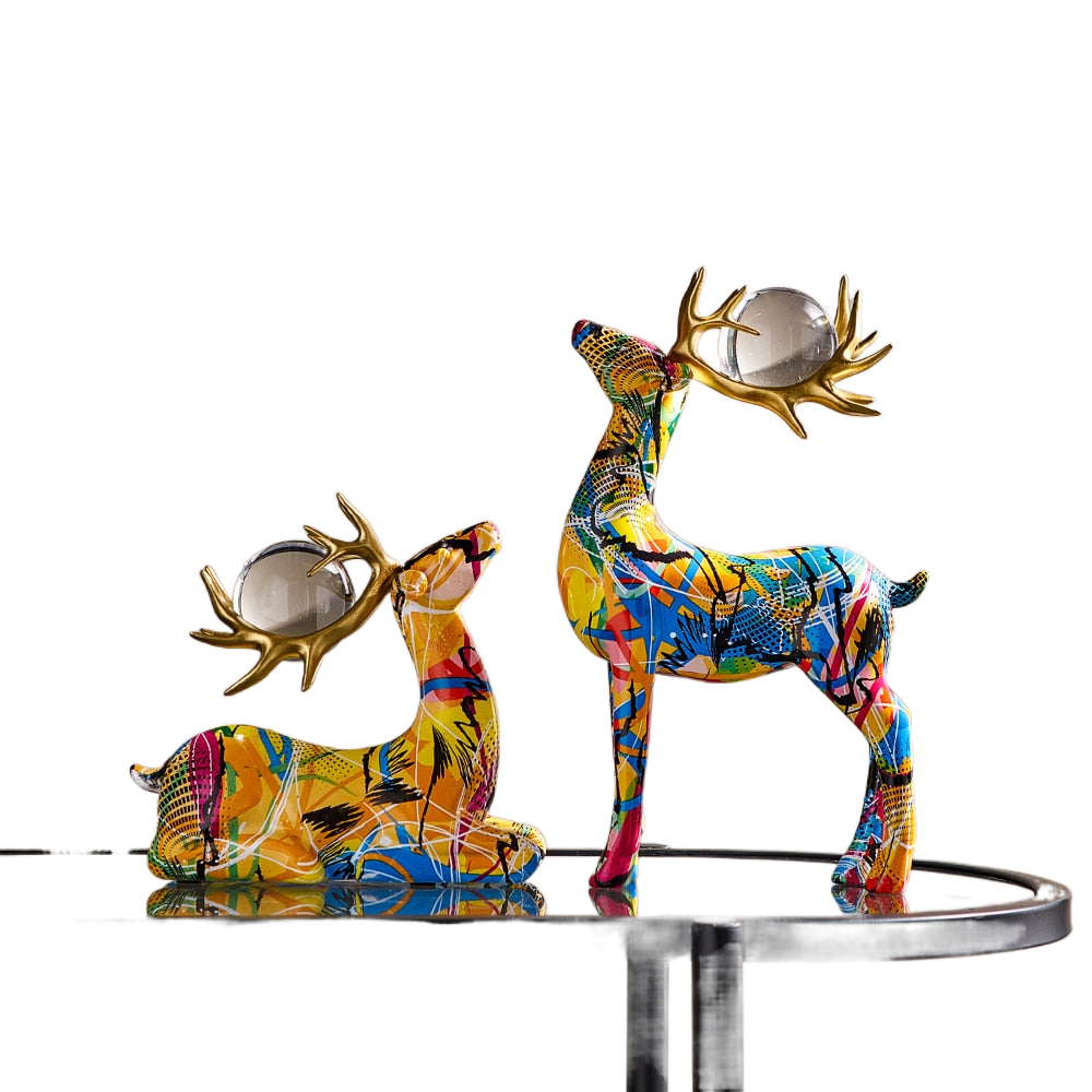Lovely Modern Art Colorful Dear Statue Dining Room Decoration Graffiti ...
