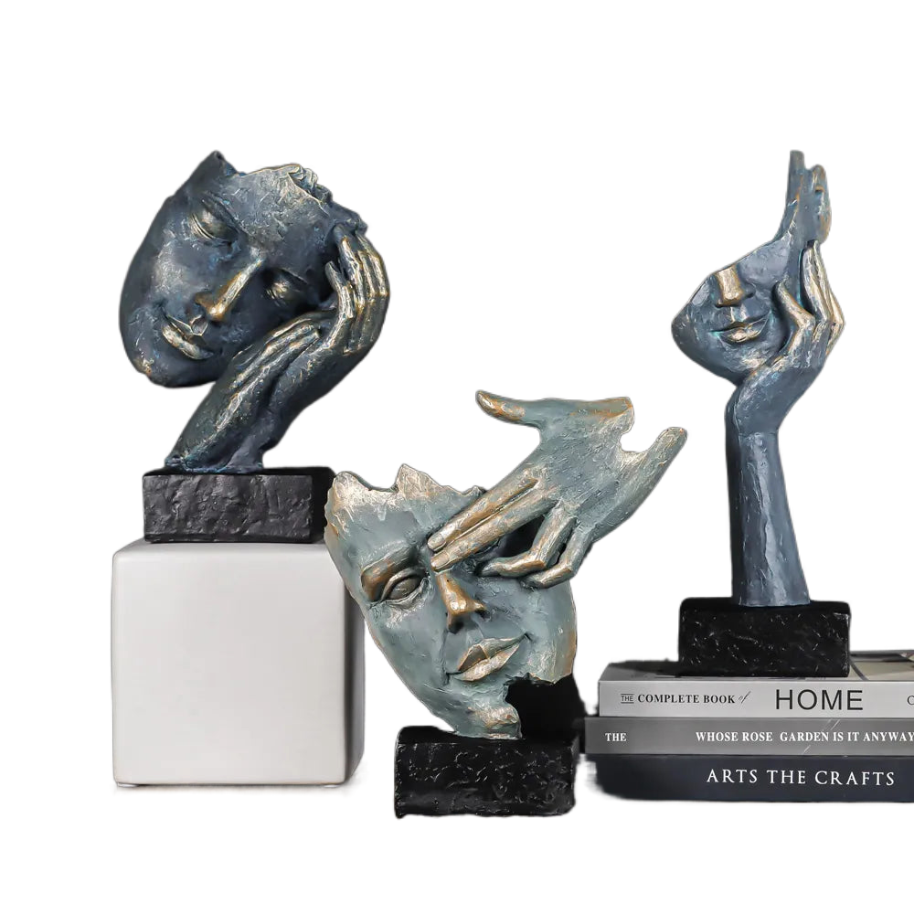 Fashion Vintage Abstract Face Mask Sculptures Resin Character Figures ...