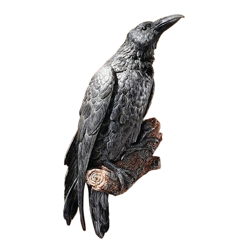 Fake Raven Resin Statue Bird Crow Sculpture Outdoor Crows Halloween De ...