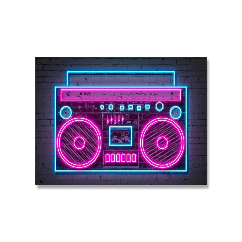 Neon Graffiti Art Creation Poster Print Monalisa Boombox Street Art Ca ...