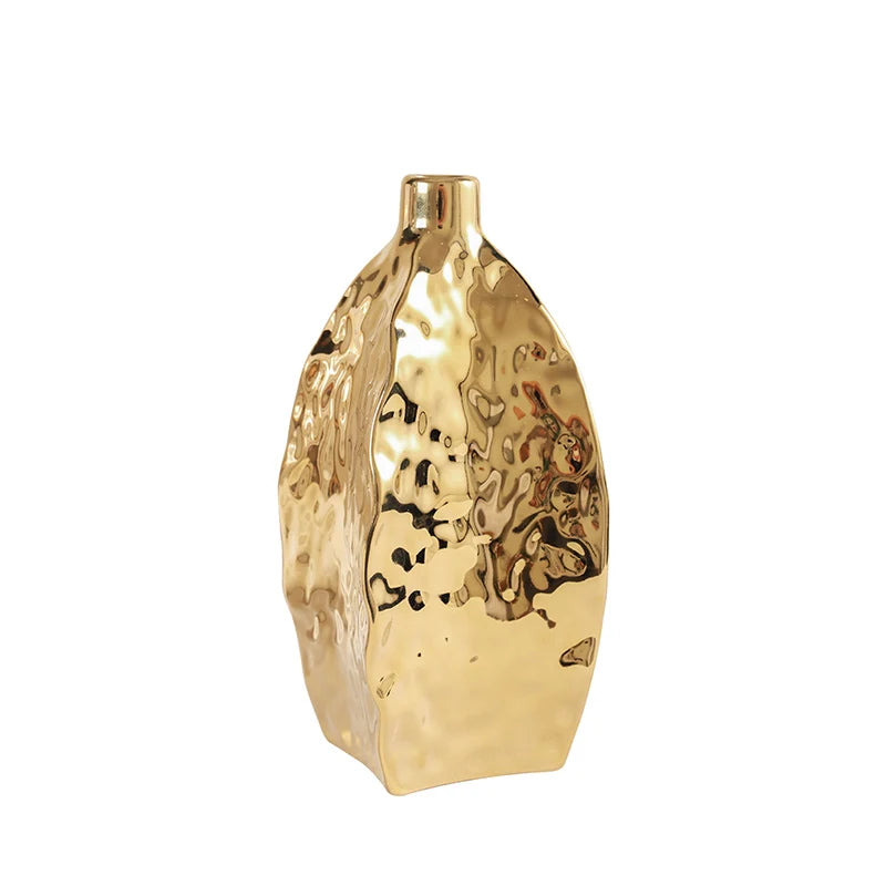 European Ceramic Vase Luxury Electroplating Golden Flower Arrangement ...