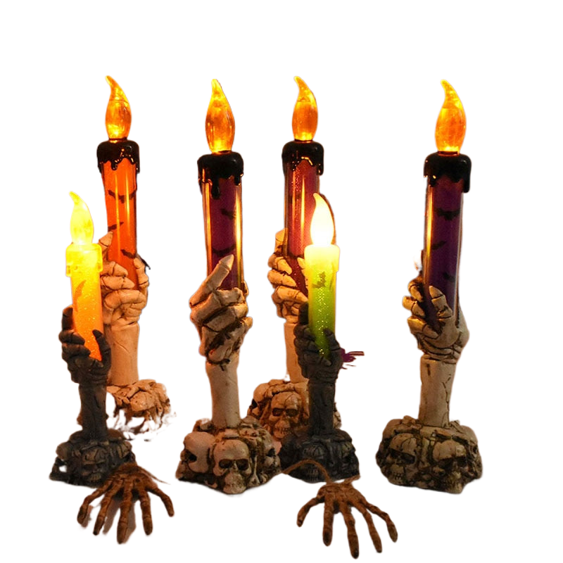 Halloween LED Ghost Skeleton Holding Candle Light lamp Haunted House B ...