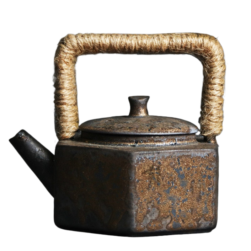 Japanese pottery six-sided beam pot kiln changed retro stoneware handm ...