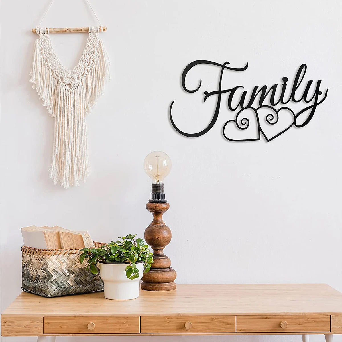 Family Letter Signs Metal Family Wall Decor Black Word Silhouette Art ...