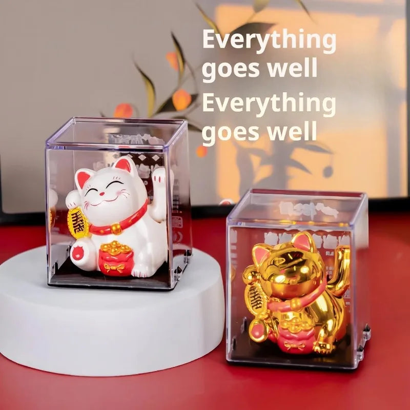 Solar Charging Auspicious Maneki Neko Waving Its Arms. Traditional Chi ...