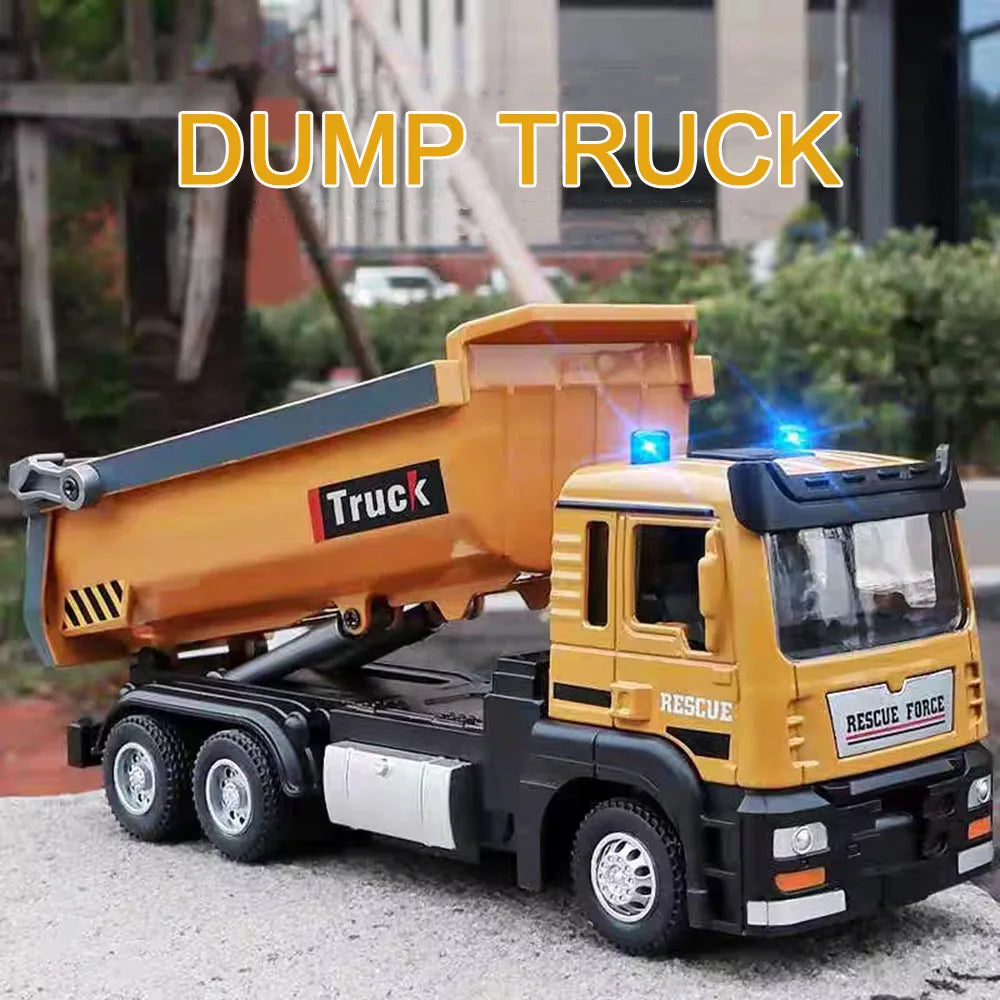 1:32 Tipper Trucks Flatbed Trailer Toys Cars Models Rubber Tires Light ...