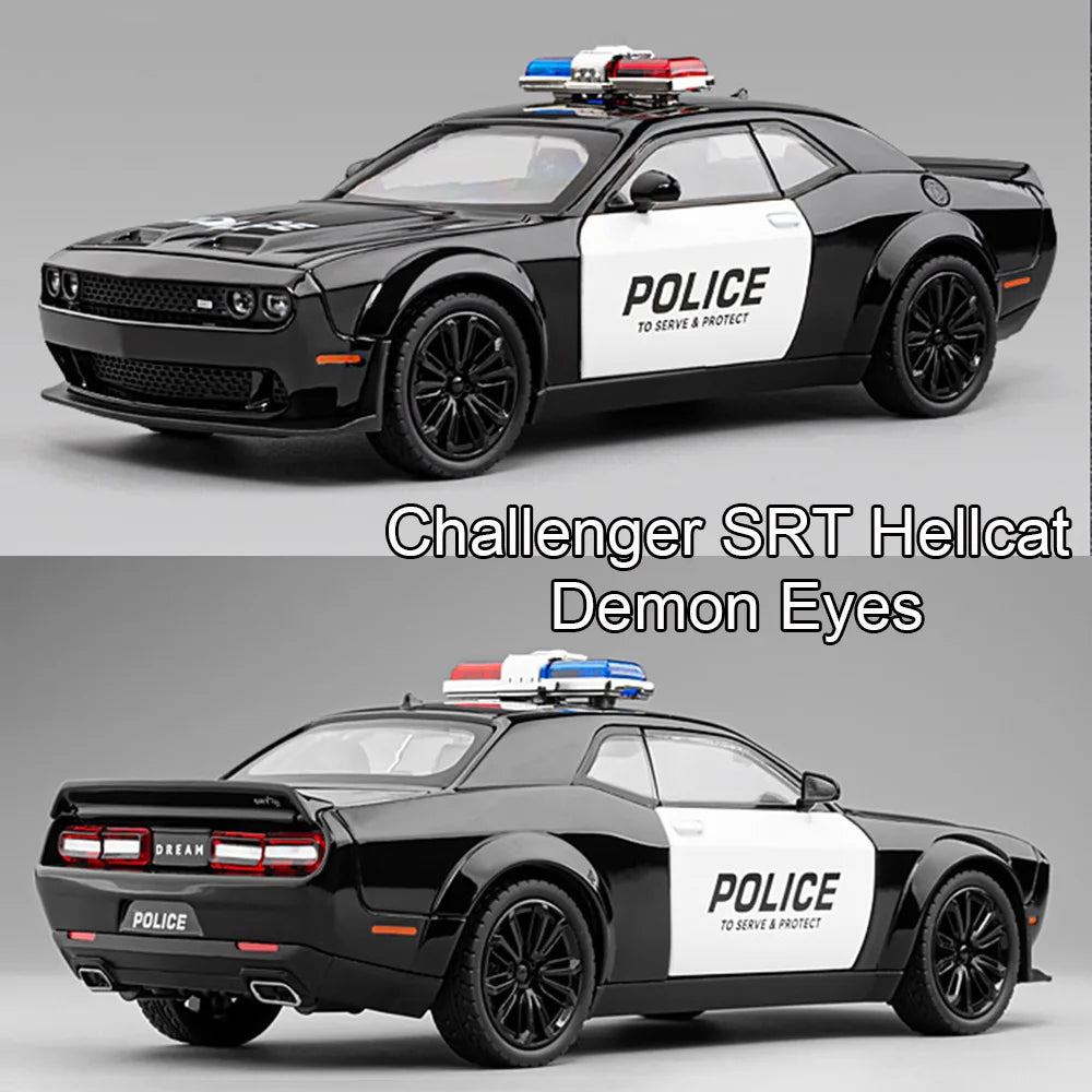 1:22 Alloy Diecast Challenger SRT Hellcat Police Cars Model Toys Demon ...