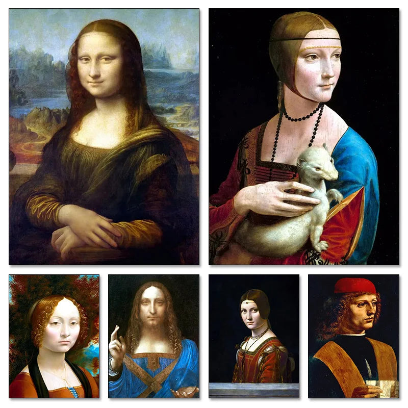 Famous Leonardo Da Vinci Artwork Mona Lisa Salvator Mundi Canvas Paint ...