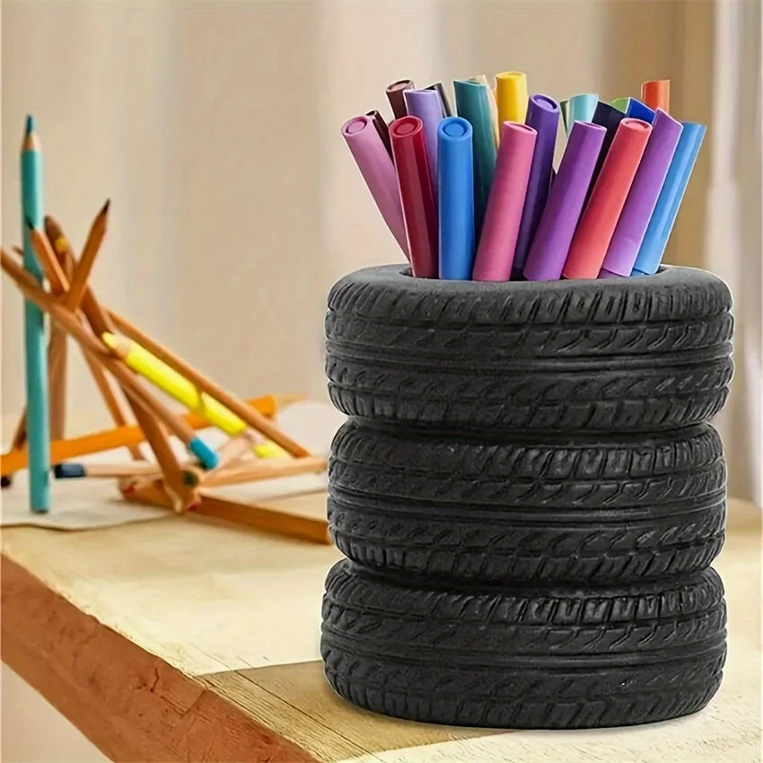 Miniso Creative Novel Tire Shaped Pen Holder - Unique Office Desk Orga ...
