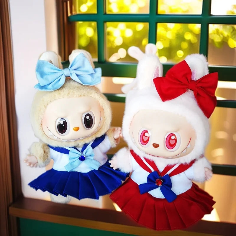 17cm Labubu Clothes V1 Labubu Cute Sailor Uniform Vinyl Doll Labubu Bl ...