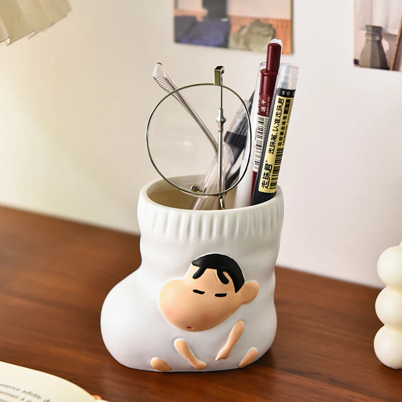 Miniso Cartoon Cute Crayon Shin Chan Shoes Pen Holder Office Desk Stud ...