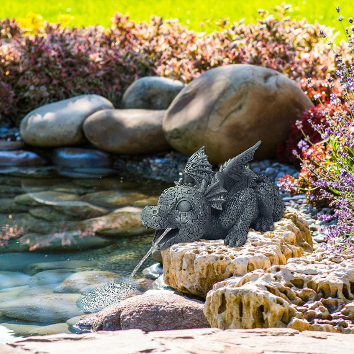 Fountain Dragon Statue Resin Spouting Water Dragon Sculpture Weatherpr ...