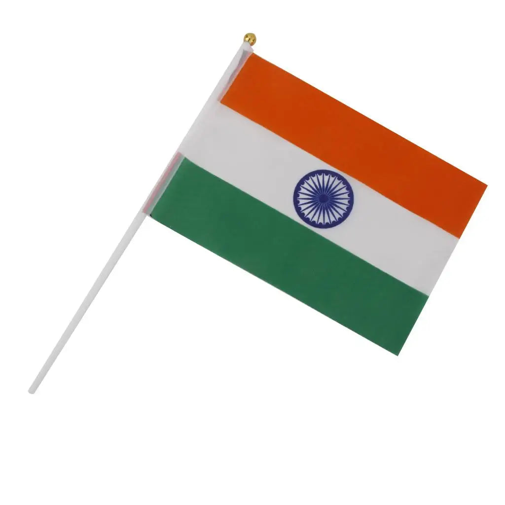 India Stick Flags, 8x5 inch Handheld Mini Indian Flag with 12 Pole - c ...