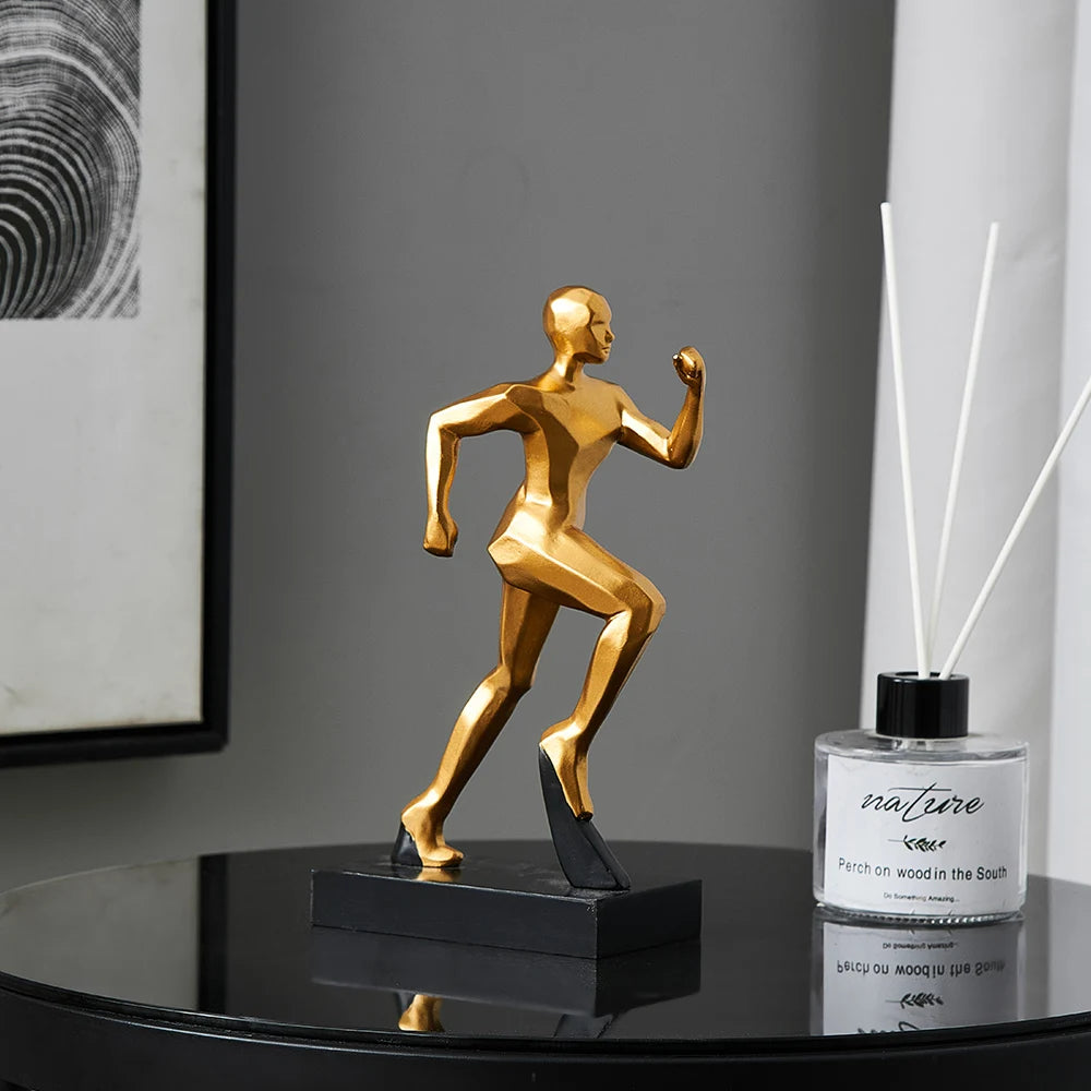 Resin Golden Running Man Statue Creative Craftsmanship Modern Style Ho ...
