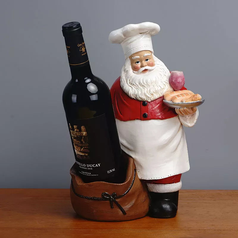Modern Christmas Figures Table Home Decor Statues Santa Chef Wine Rack ...