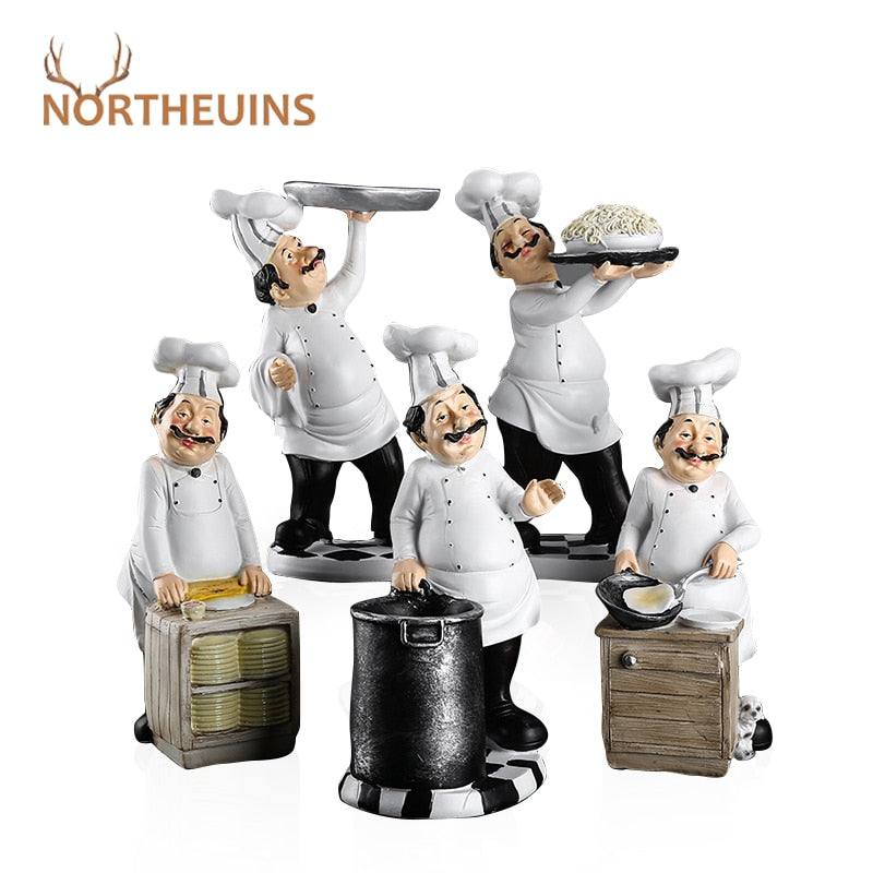 NORTHEUINS 23cm Resin Korean Cute Mini Chef Figurines Decorative Ornam ...
