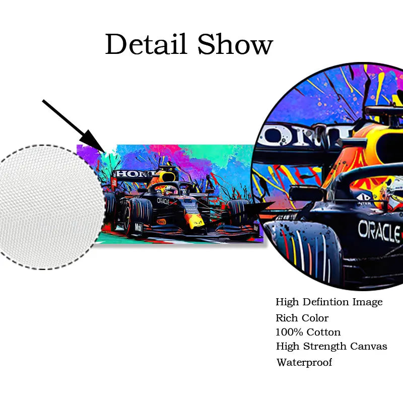 F1 World Champion Car Painting Poster Abstract Graffiti Wall Art Canva ...