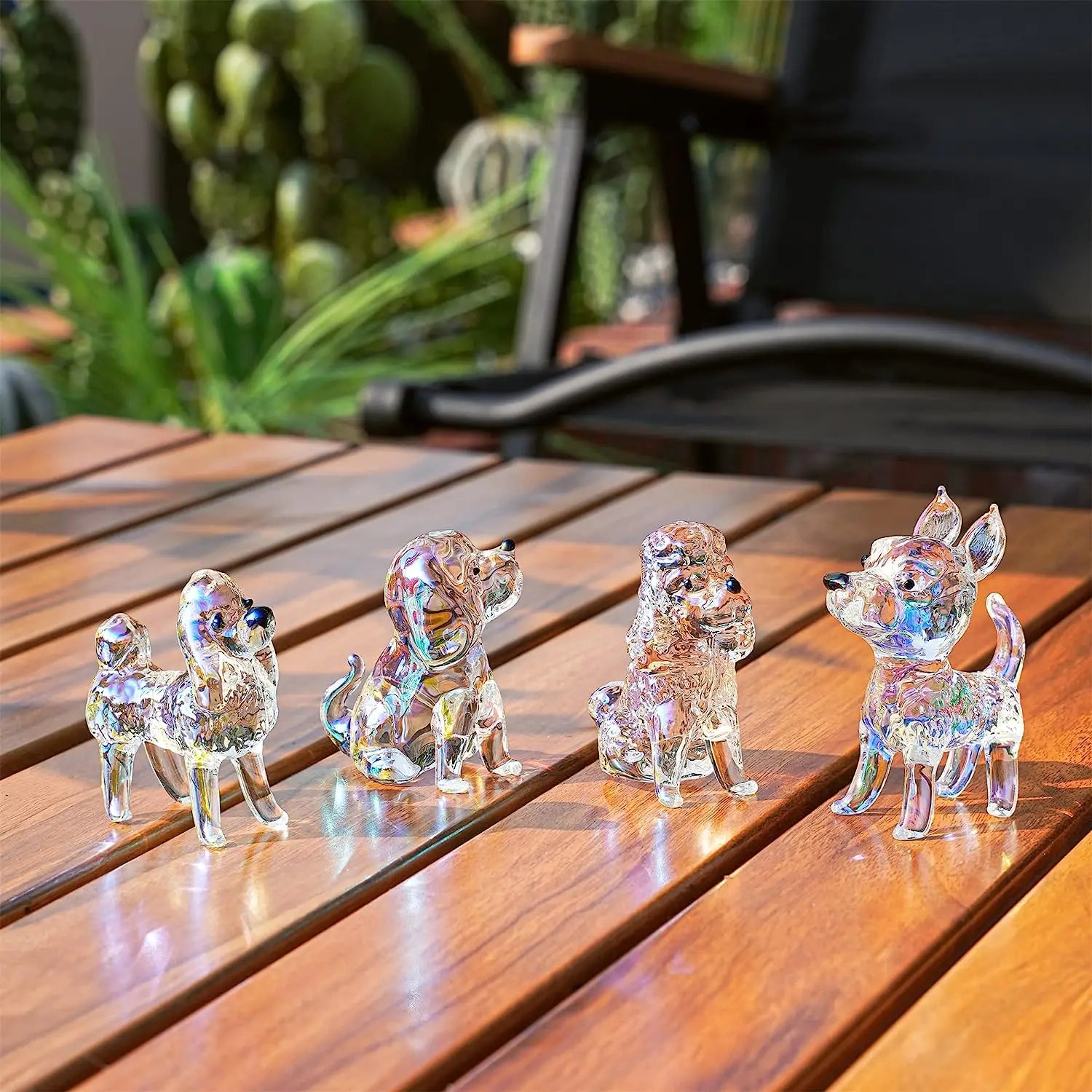 4 Different Shaped Crystal Dogs Figurines Art Glass Ornament Statue An ...
