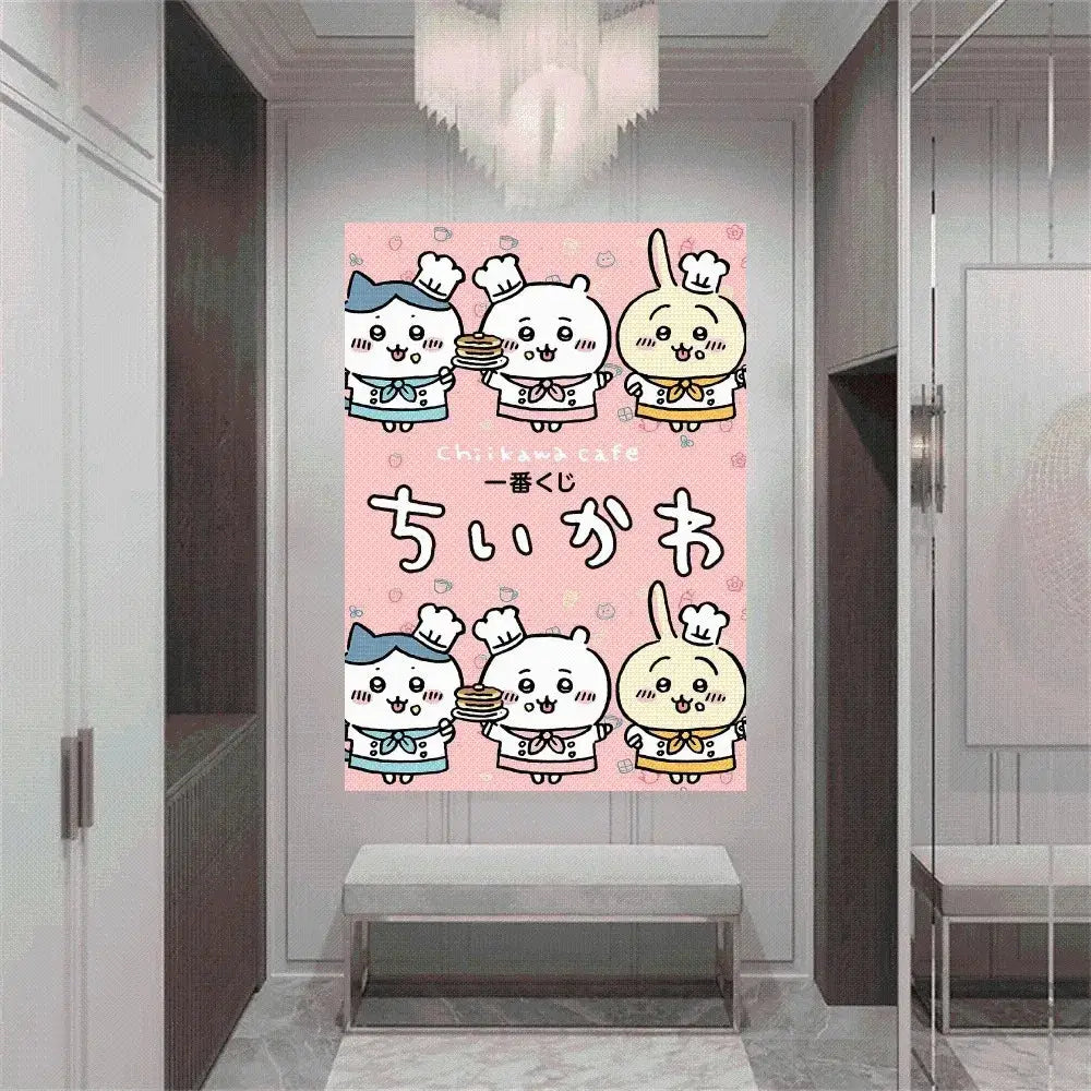 Cute Chiikawas Poster Home Office study Wall Bedroom Living Room Kitch ...