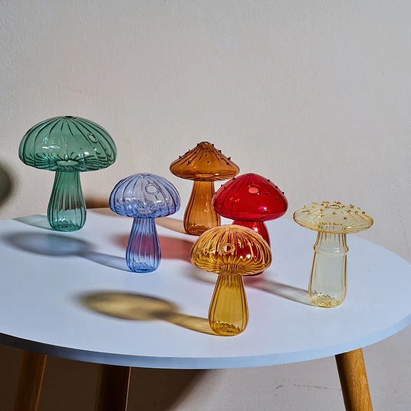 Nature-Infused Home: Handcrafted Glass Vase In Mushroom Shape Elegant ...