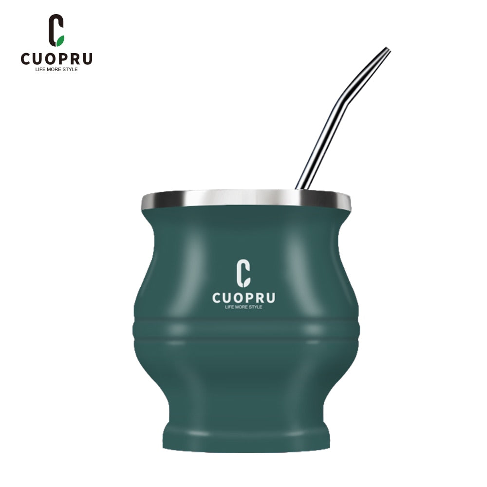 Yerba Mate Tea Cup Double-walled Mate Cup with Straw Stainless Steel Y ...